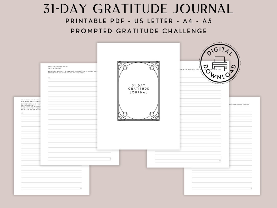 31-day Gratitude Journal Challenge: Prompted Journal (digital Download ...