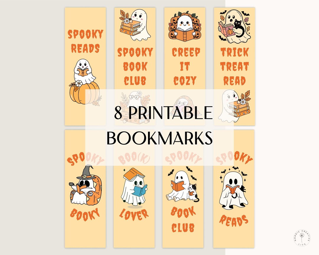 Halloween Ghost Bookmarks: Spooky Book Club Printables (digital ...