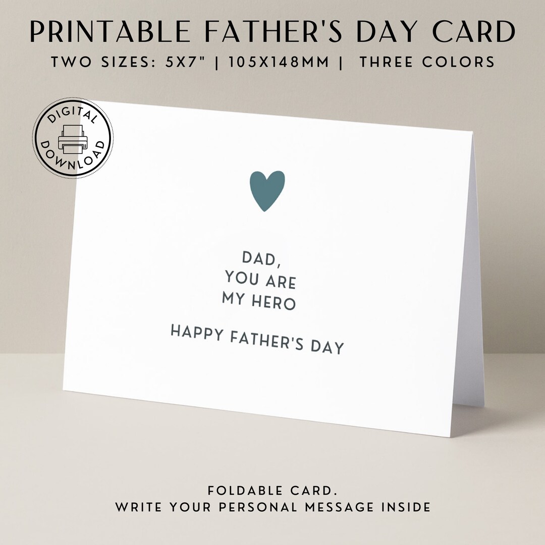 Father's Day Printable Card Happy Father's Day Card Instant Download ...