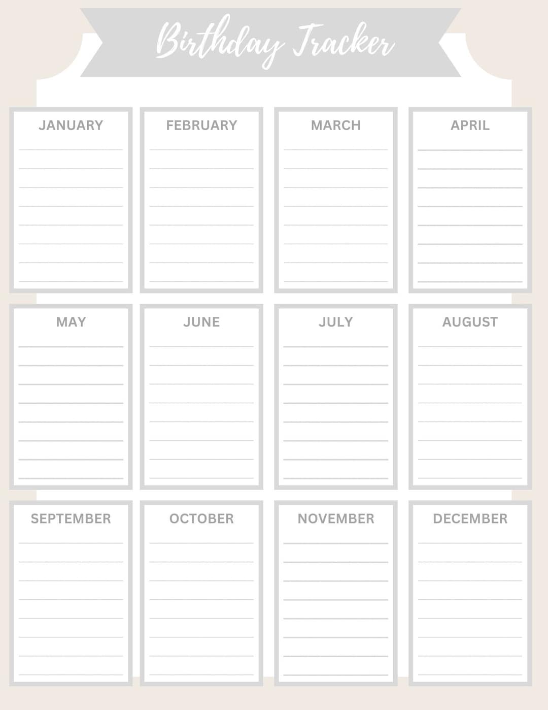 Birthday Tracker - Etsy