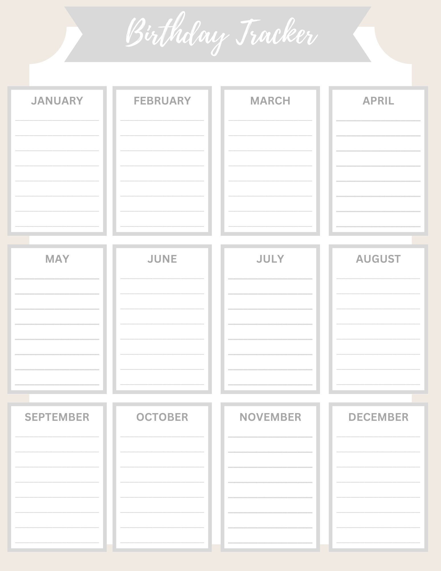 Birthday Tracker - Etsy