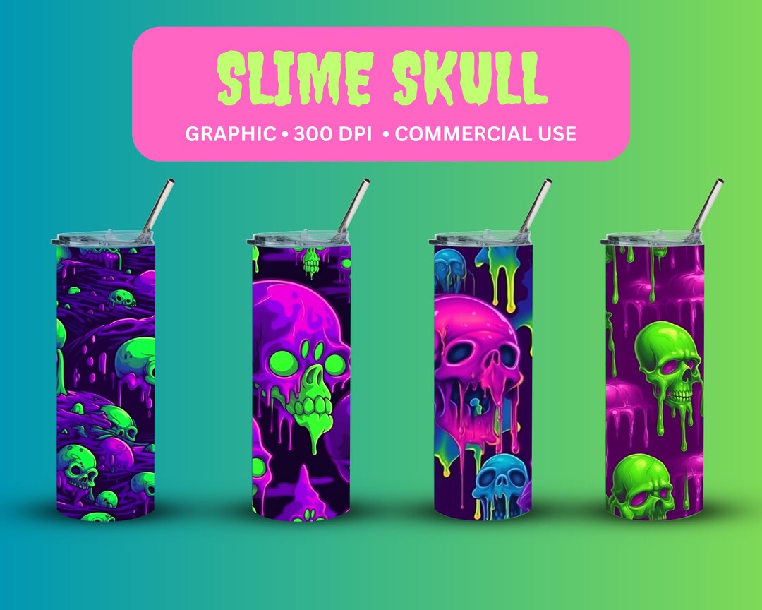 Slime Sublimation Skeleton Design Graphic 20 Oz Tumbler Design Instant ...