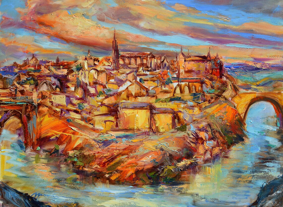 Toledo at Dawn | Art Print From Original Oil Painting by Spanish Artist ...