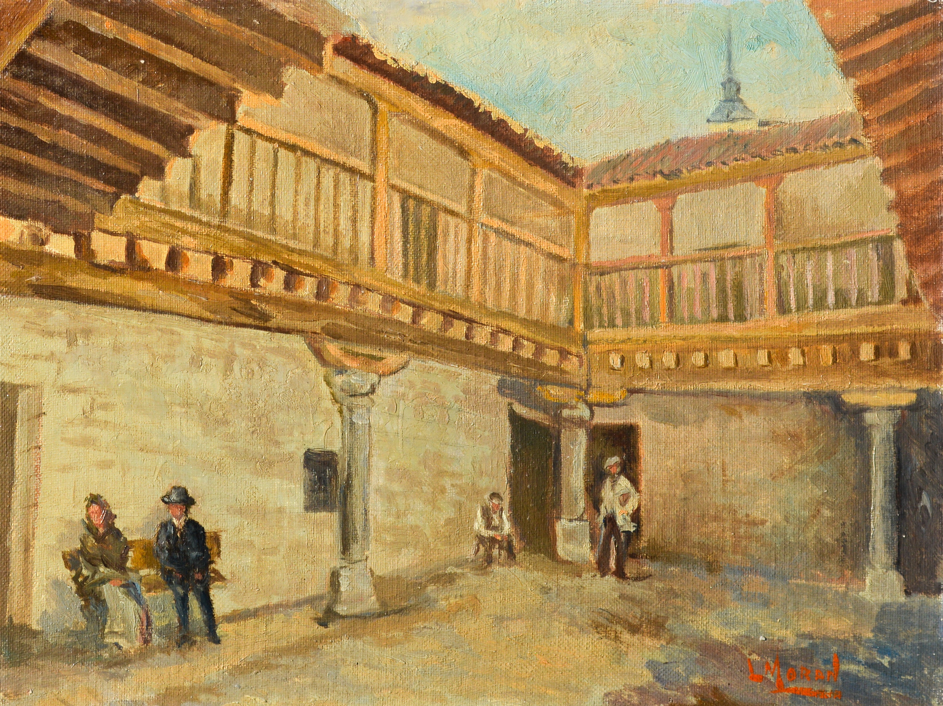 Vintage Town Square Scene Art Print | Cityscape Rustic Art | Neutral ...