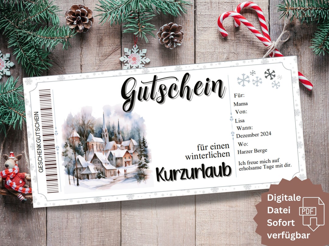 Short Holiday in Winter Fillable Voucher Personalizable Voucher ...