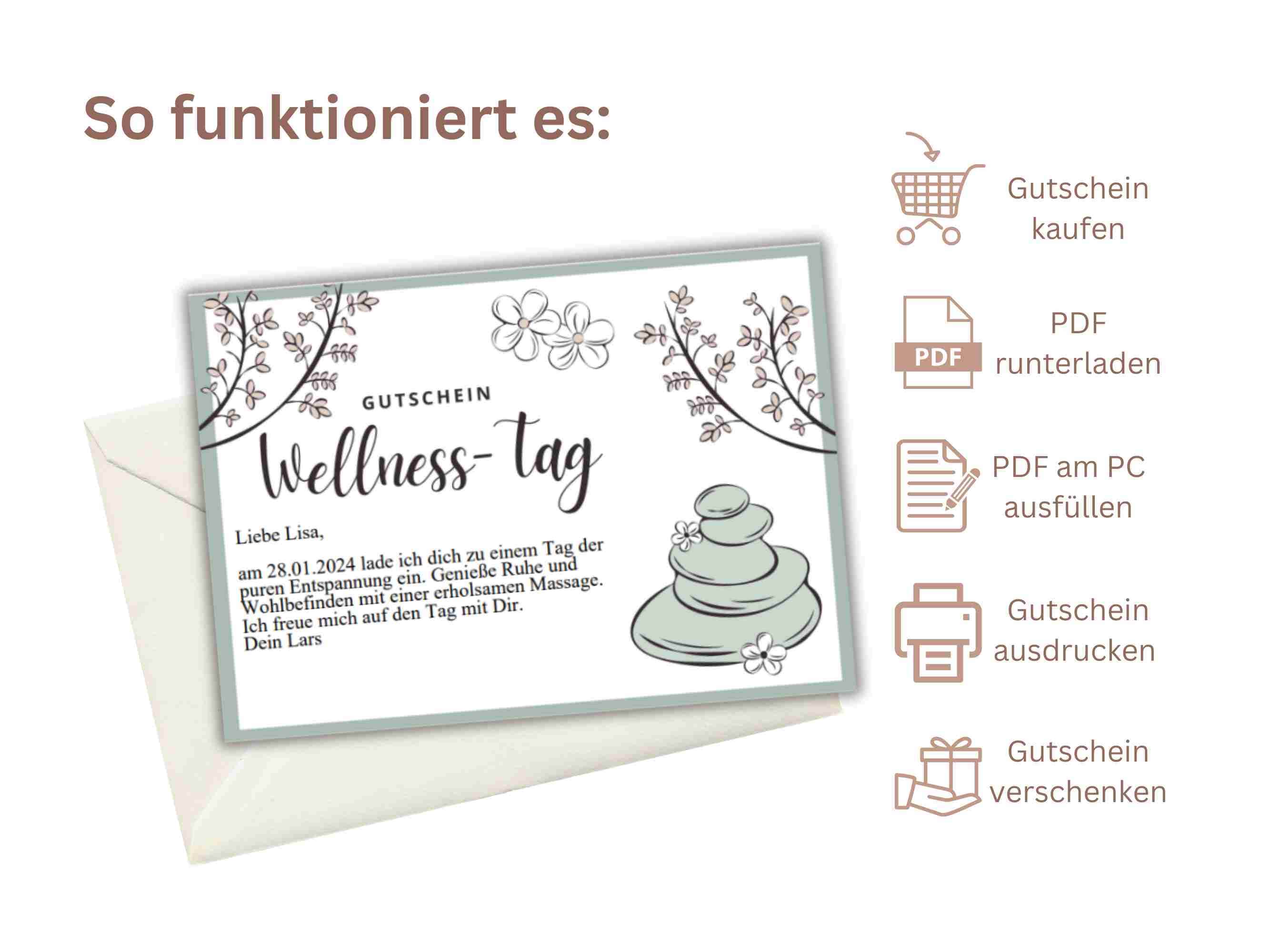 Personalized Voucher Wellness Day Postcard Format to Print & Fill in ...