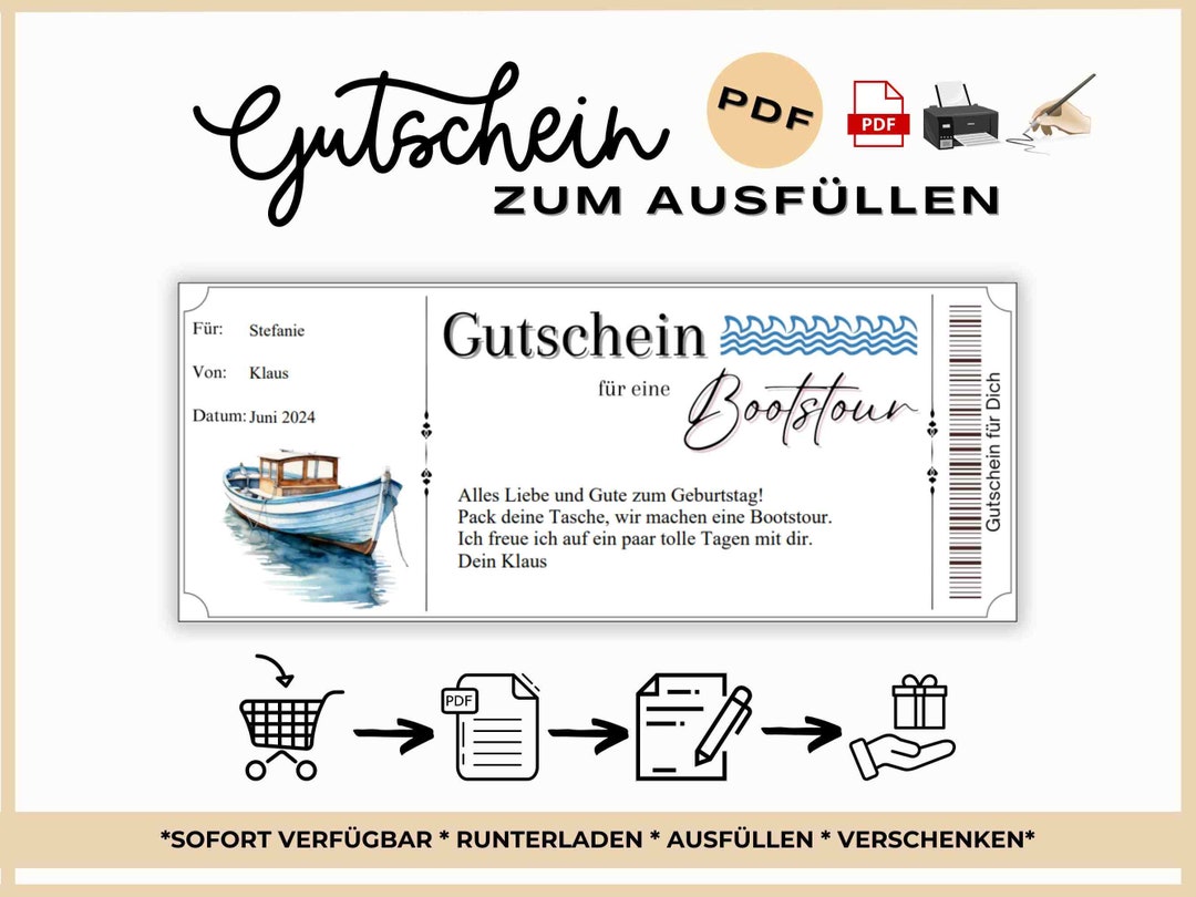 Voucher Boat Tour Template to Print Out Gift Idea Time Instead of Stuff ...