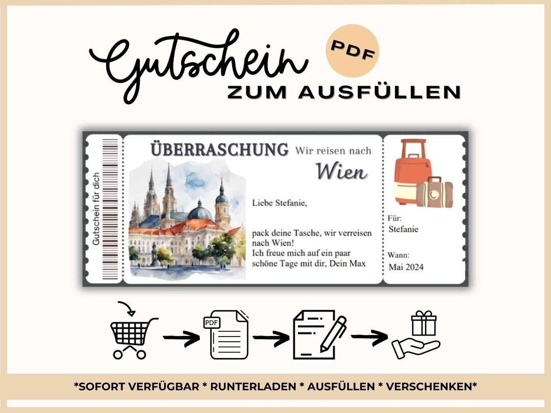 Vienna Fillable Voucher Travel Travel Voucher Holiday Vienna Gift ...