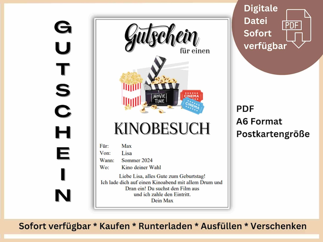 Cinema Voucher Template for Printing PDF Invitation Voucher Template ...