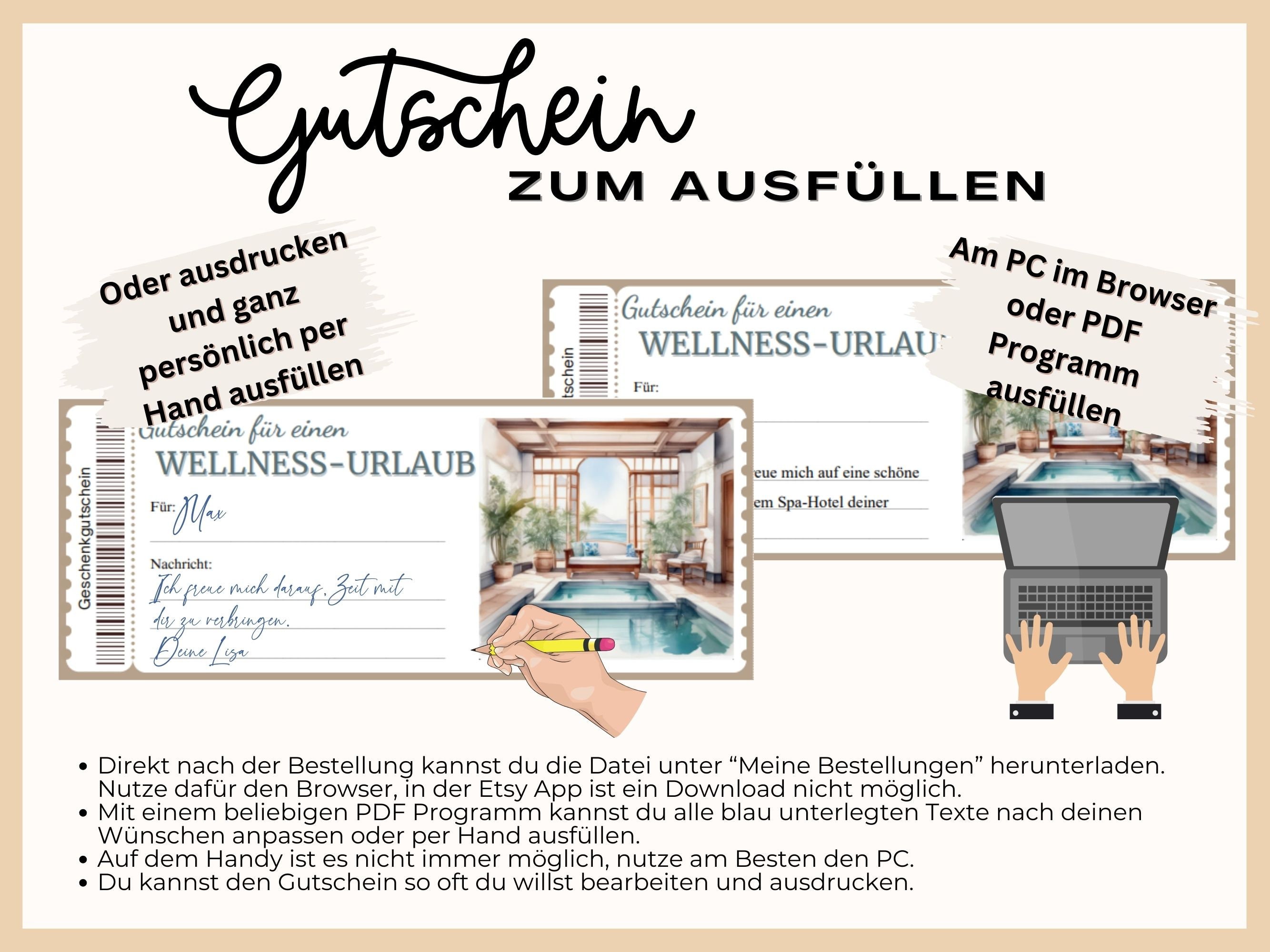 Wellness Voucher Template Digital Wellness Voucher to Print Gift ...