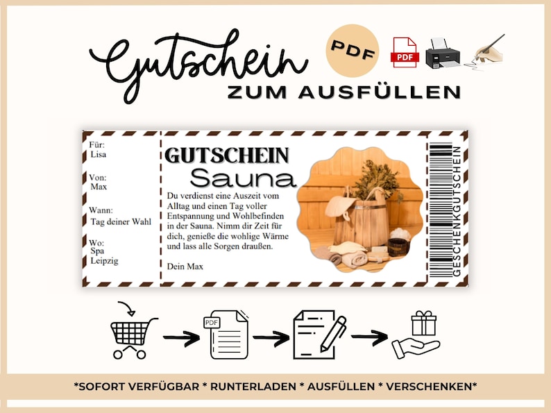 Wunderschne Sauna Gutschein Verpacken Ebenbild
