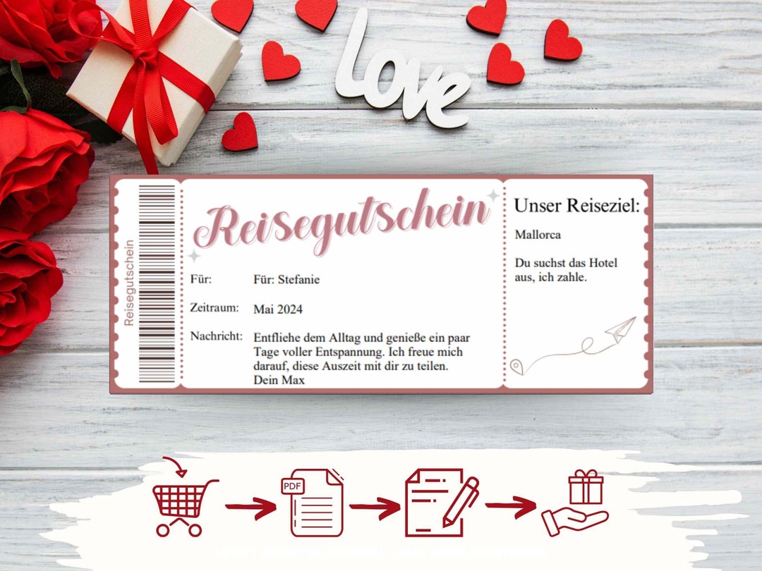 Travel Voucher Template Digital Download for a Vacation Ticket Travel ...