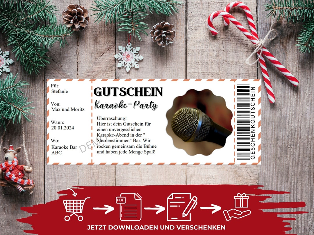 Voucher Karaoke Evening Template to Print Out Gift Idea Time Instead of ...