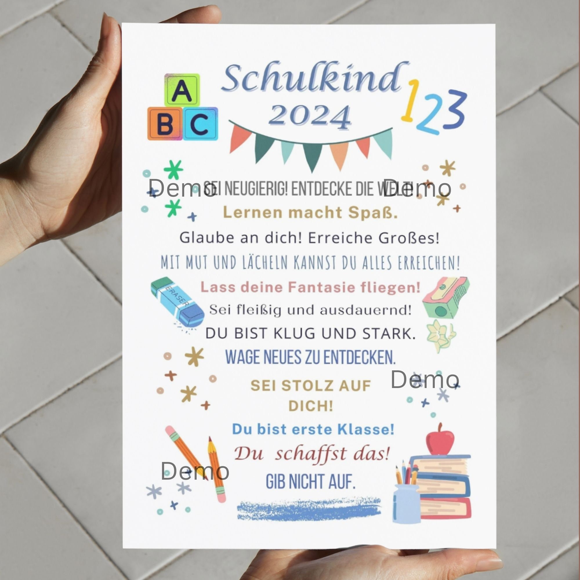 Poster Einschulung Affirmationen Poster Schulanfang Schulkind 2024 Wünsche Mutmacher Poster ...