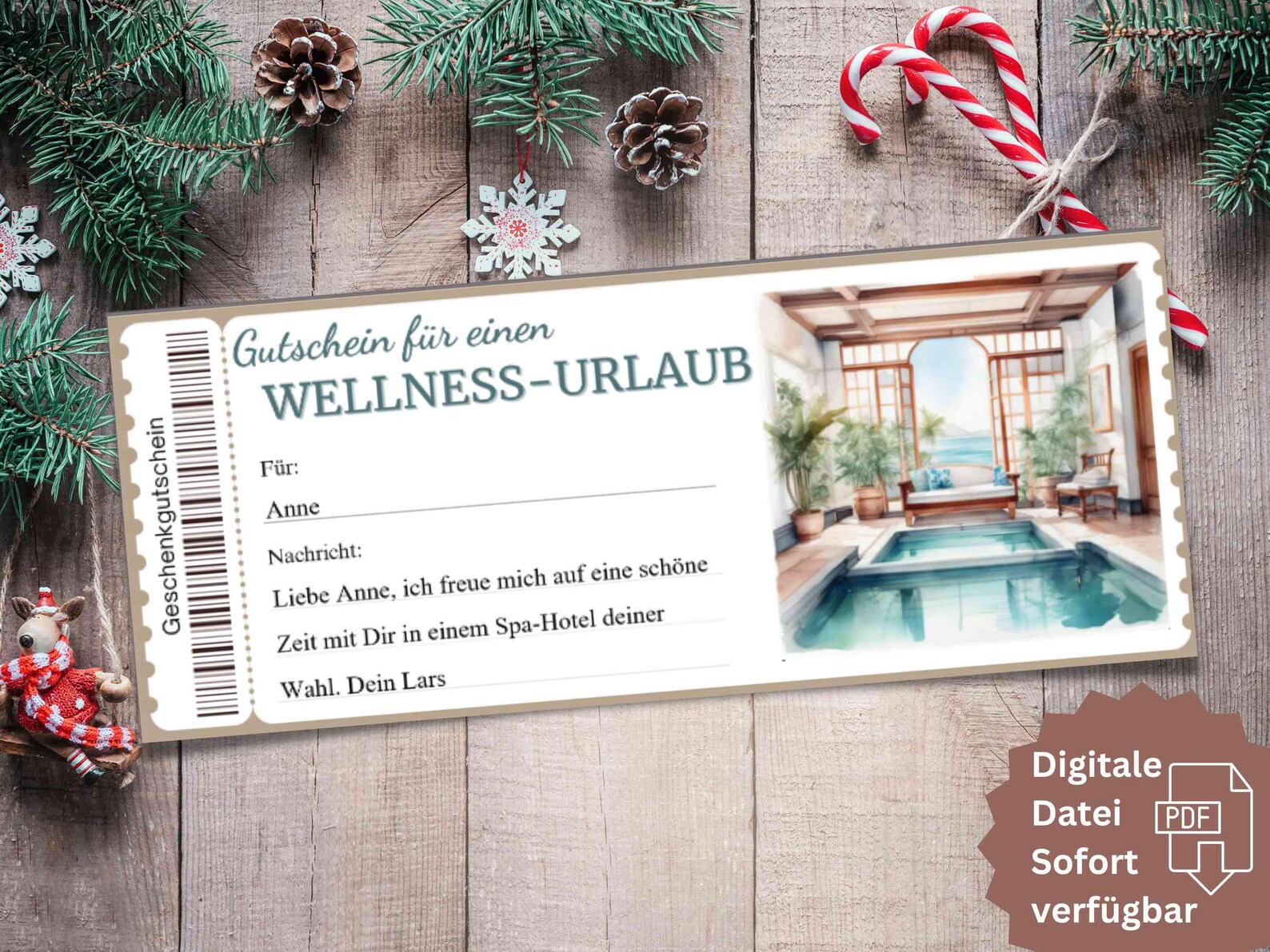 Wellness Voucher Template Digital Wellness Voucher to Print Gift ...