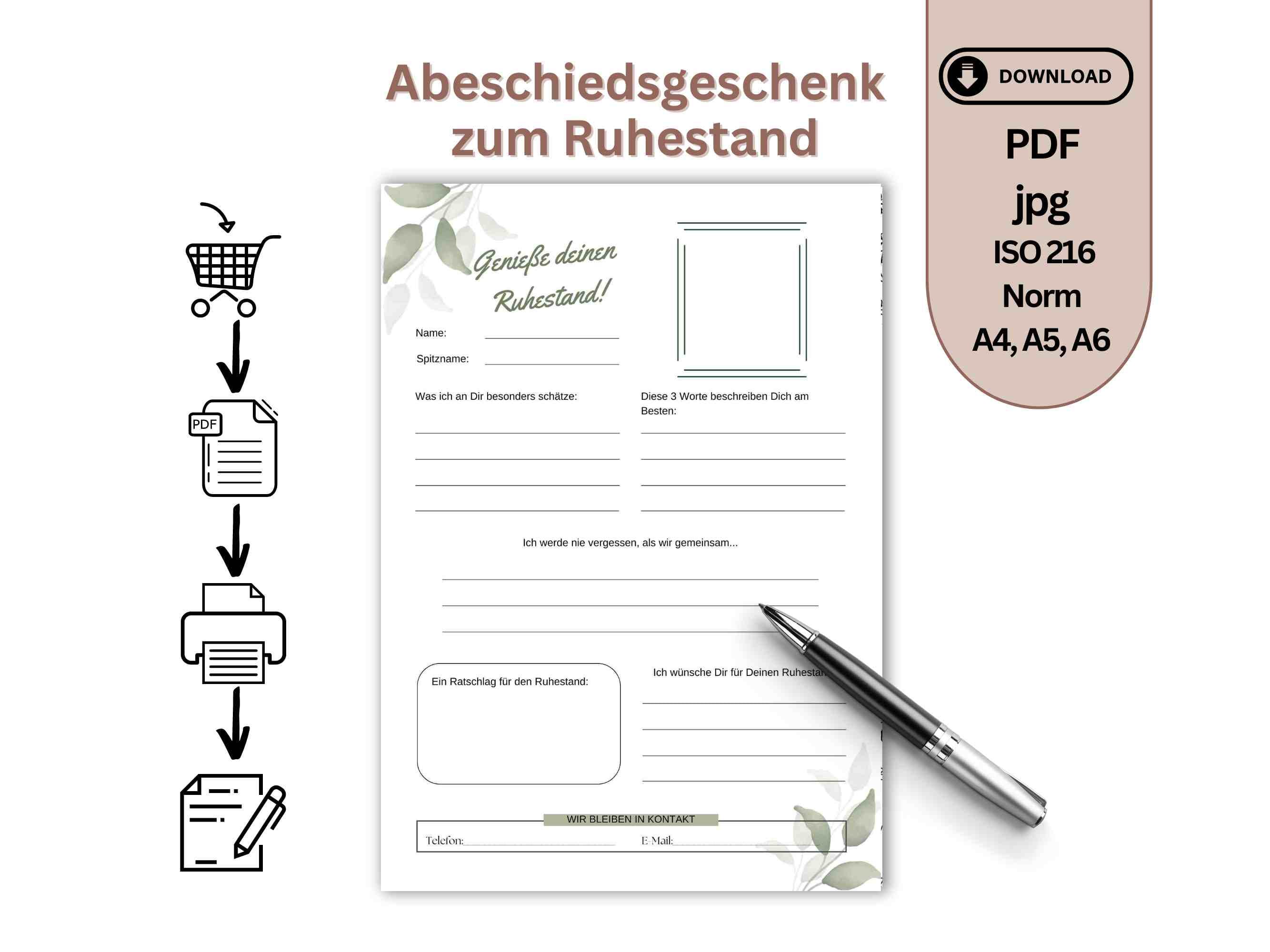 Abschiedskarte DIY Abschiedsbuch "Alles Gute zum Ruhestand" zum ...