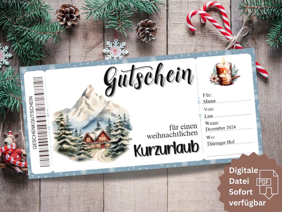 Short Break Christmas Fillable Voucher Personalizable Voucher Template ...