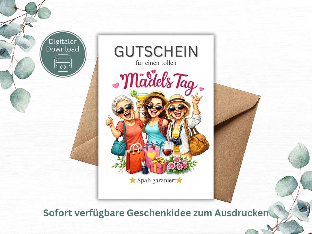 Girls' Day Out Voucher Printable Template – Gift Idea for Best Friend ...