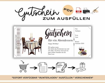 Gutschein Essen Gehen Vorlage zum Ausdrucken zuhause Gutschein ...