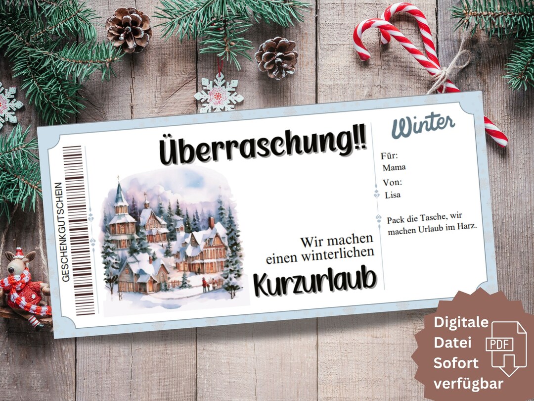 Short Holiday in Winter Fillable Voucher Personalizable Voucher ...