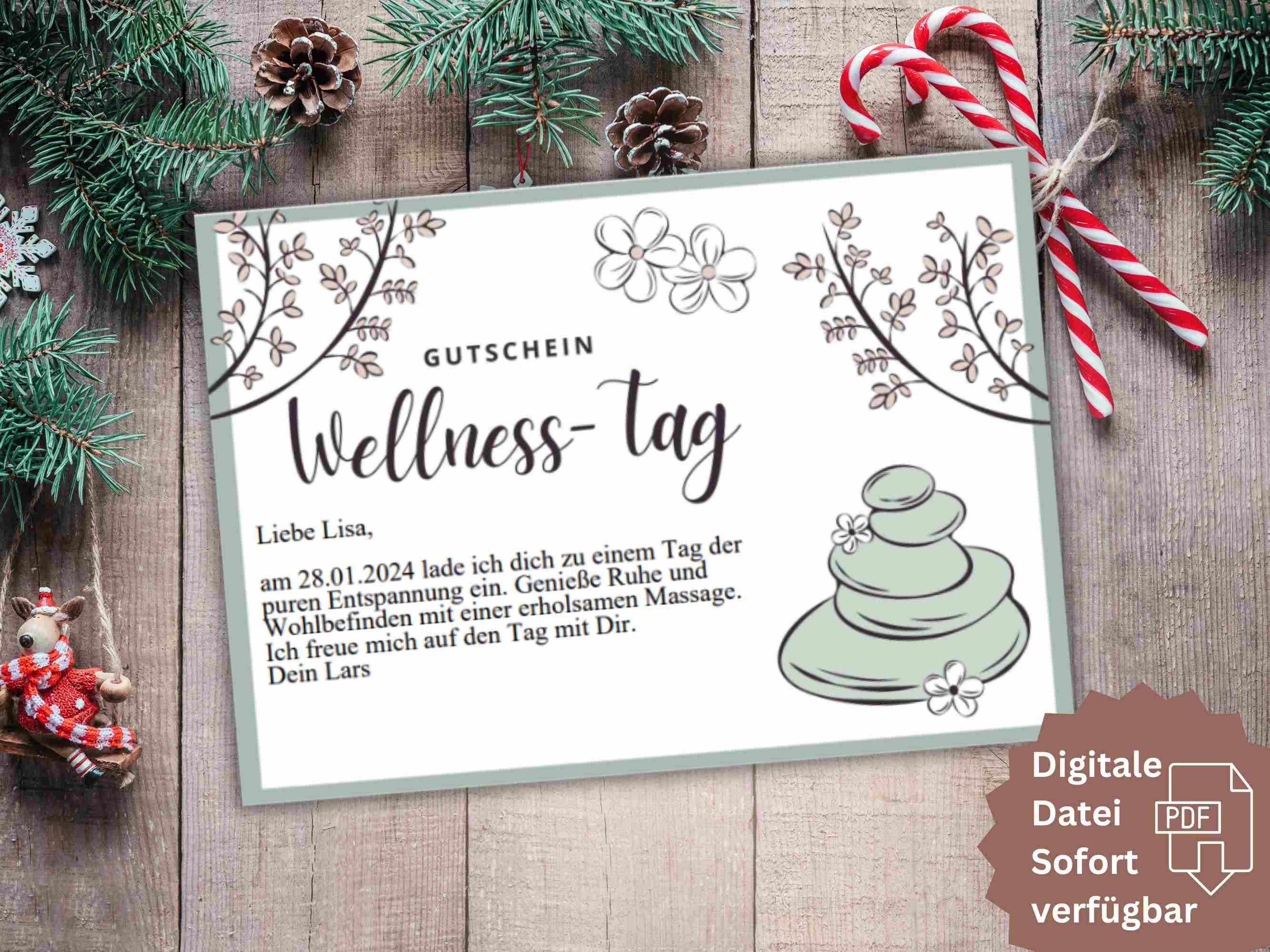 Personalized Voucher Wellness Day Postcard Format to Print & Fill in ...