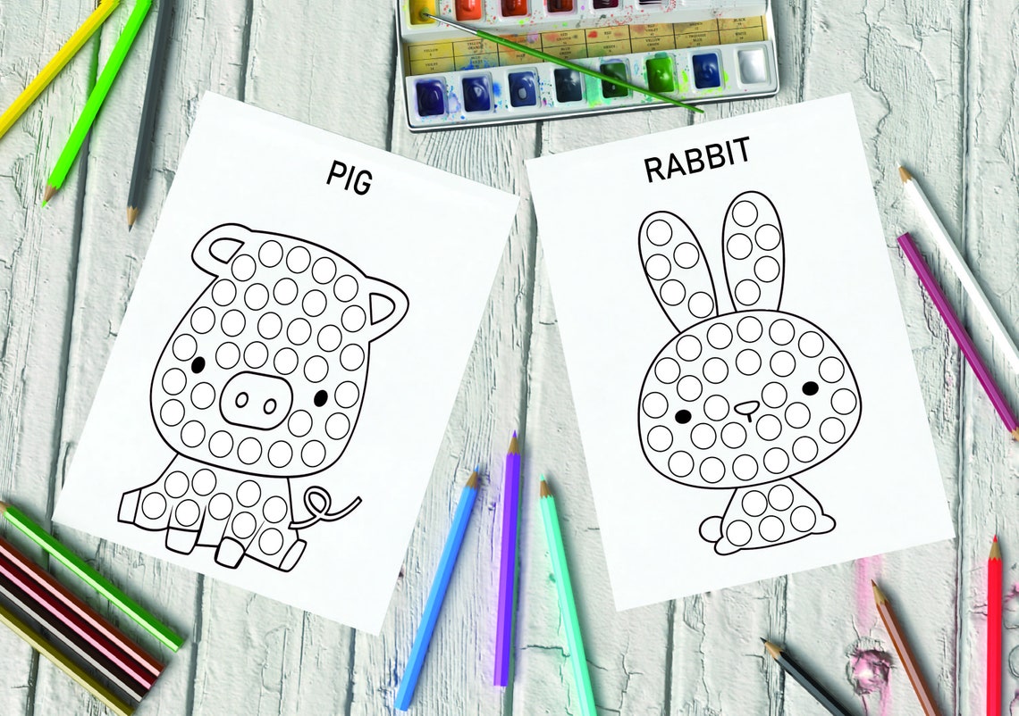 Farm Animals Dot Marker Coloring Pages Bundle 2 Dot Marker Printable Do ...
