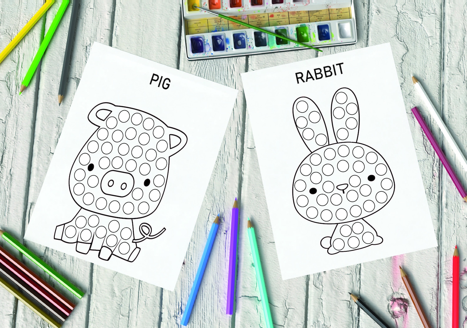 Farm Animals Dot Marker Coloring Pages Bundle #2 | Dot Marker Printable ...