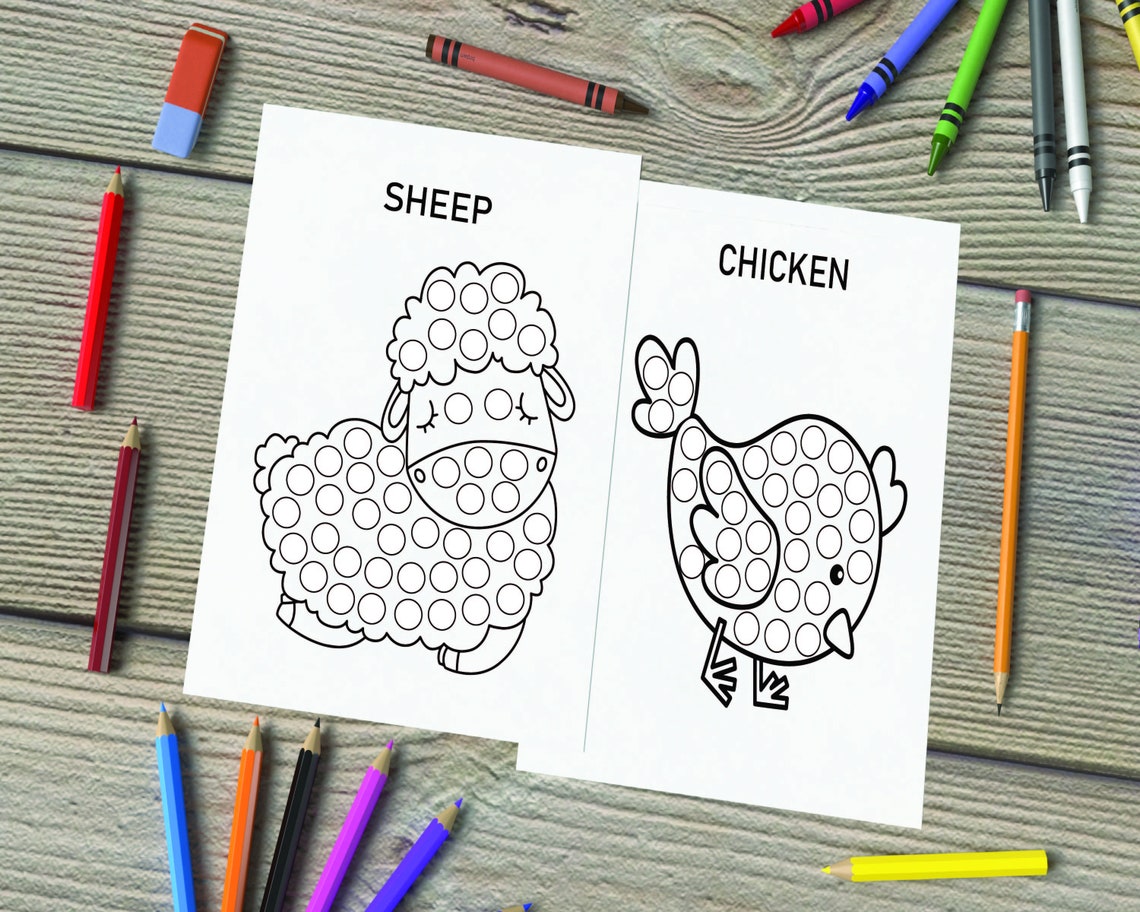 Farm Animals Dot Marker Coloring Pages Bundle 2 Dot Marker Printable Do ...