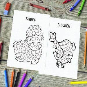 Farm Animals Dot Marker Coloring Pages Bundle #2 | Dot Marker Printable ...