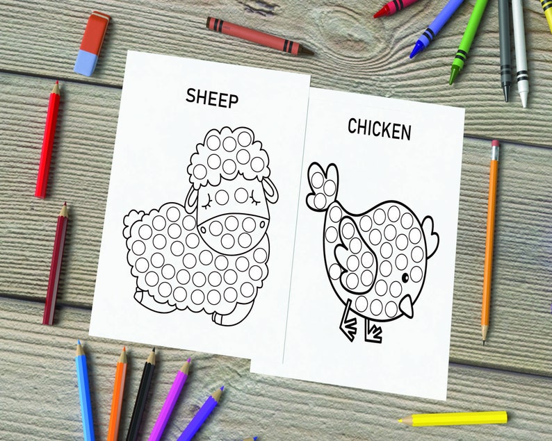 Farm Animals Dot Marker Coloring Pages Bundle #2 | Dot Marker Printable ...