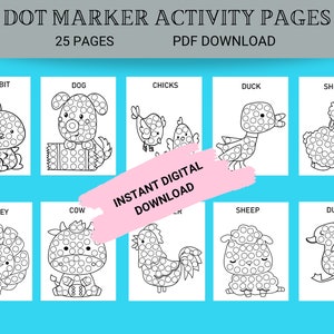 Farm Animals Dot Marker Coloring Pages Bundle #2 | Dot Marker Printable ...