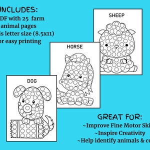 Farm Animals Dot Marker Coloring Pages Bundle #2 | Dot Marker Printable ...