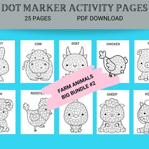 Farm Animals Dot Marker Coloring Pages Bundle #2 | Dot Marker Printable ...