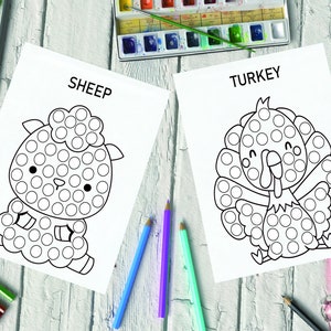 Farm Animals Dot Marker Coloring Pages Bundle #1| Dot Marker Printables ...