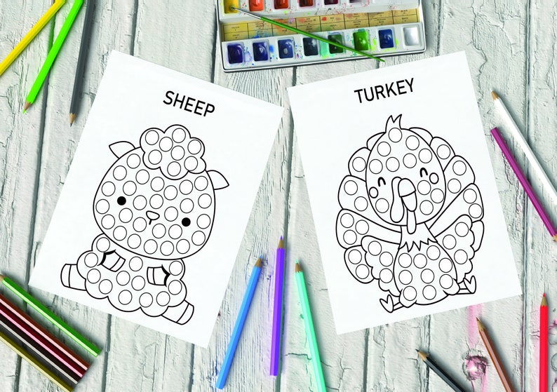 Farm Animals Dot Marker Coloring Pages Bundle #1| Dot Marker Printables ...