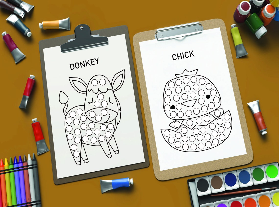 Farm Animals Dot Marker Coloring Pages Bundle 1 Dot Marker Printables ...