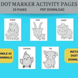 Farm Animals Dot Marker Coloring Pages Bundle #2 | Dot Marker Printable ...