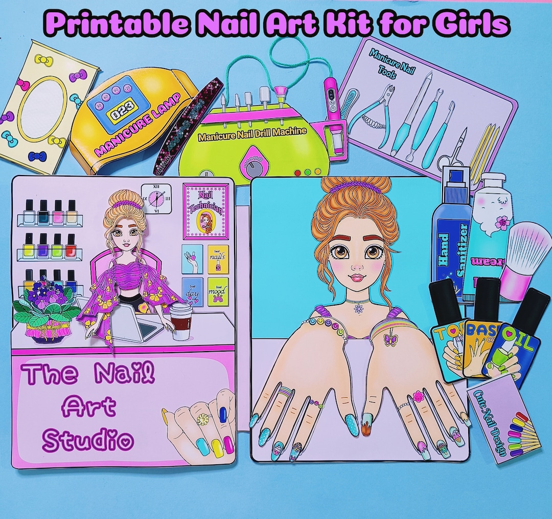 Nail Salon Paper Doll Printable Kit: Kids' Activity Book (digital ...