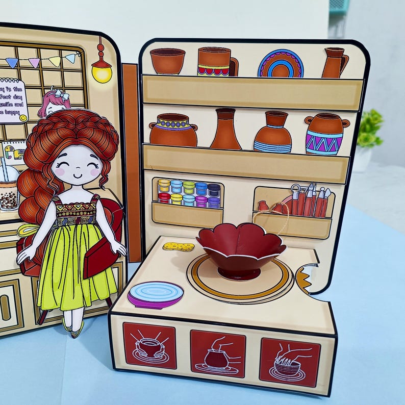3D Pottery Dollhouse: Printable Paper Doll Activity Book (PDF Download ...
