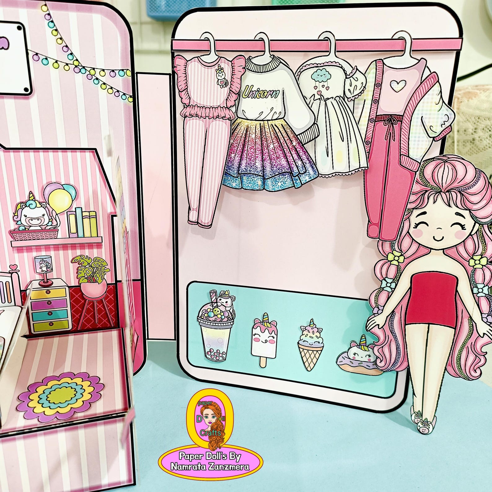 Unicorn Dollhouse Paper Doll Set: 3D Printable Kids' Activity Book (PDF ...