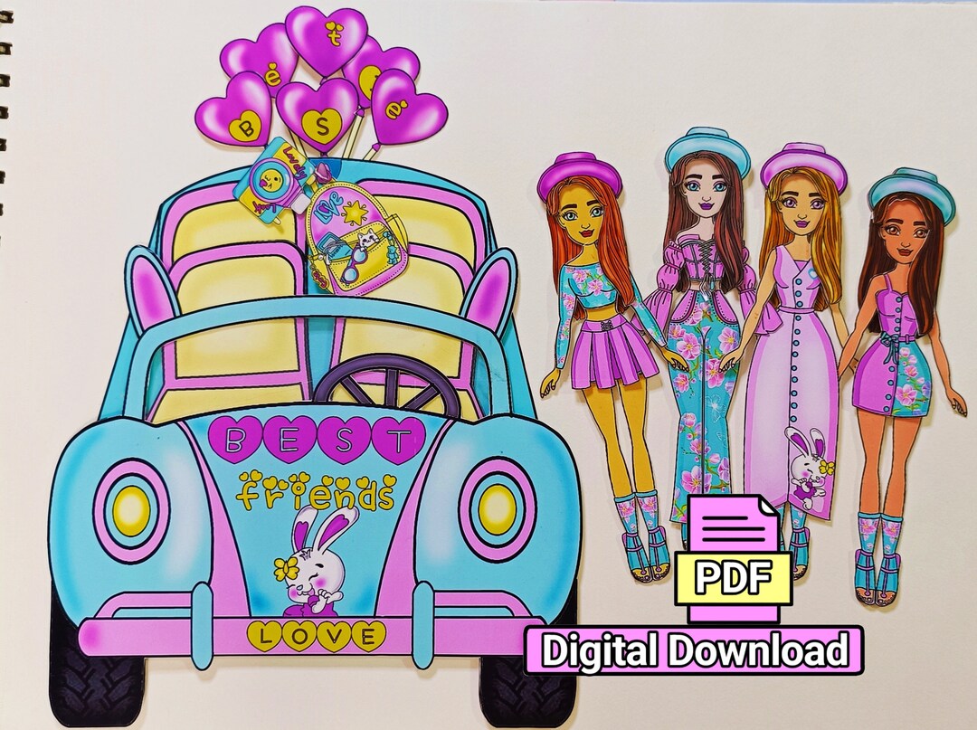 Printable Paper Doll Car Toy Template for Creative Play, Busy Book ...