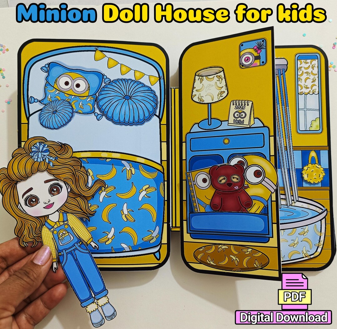 Printable Project Paper Minion Doll House for Kids Busy Book. Gift for ...