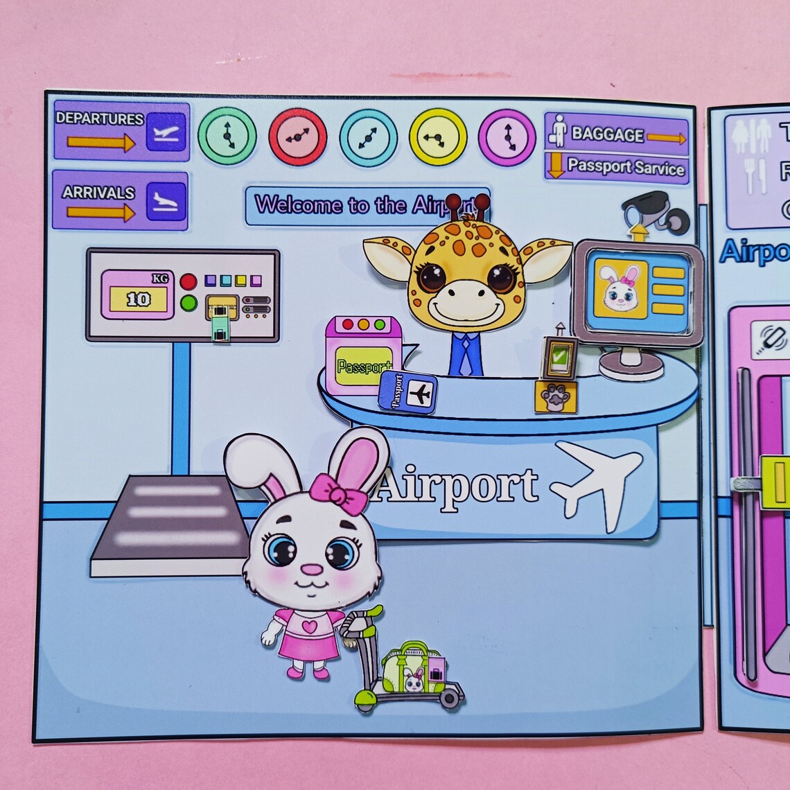 Printable Paper Airport,& Airplane Cute Animals Busy Book for Kids ...