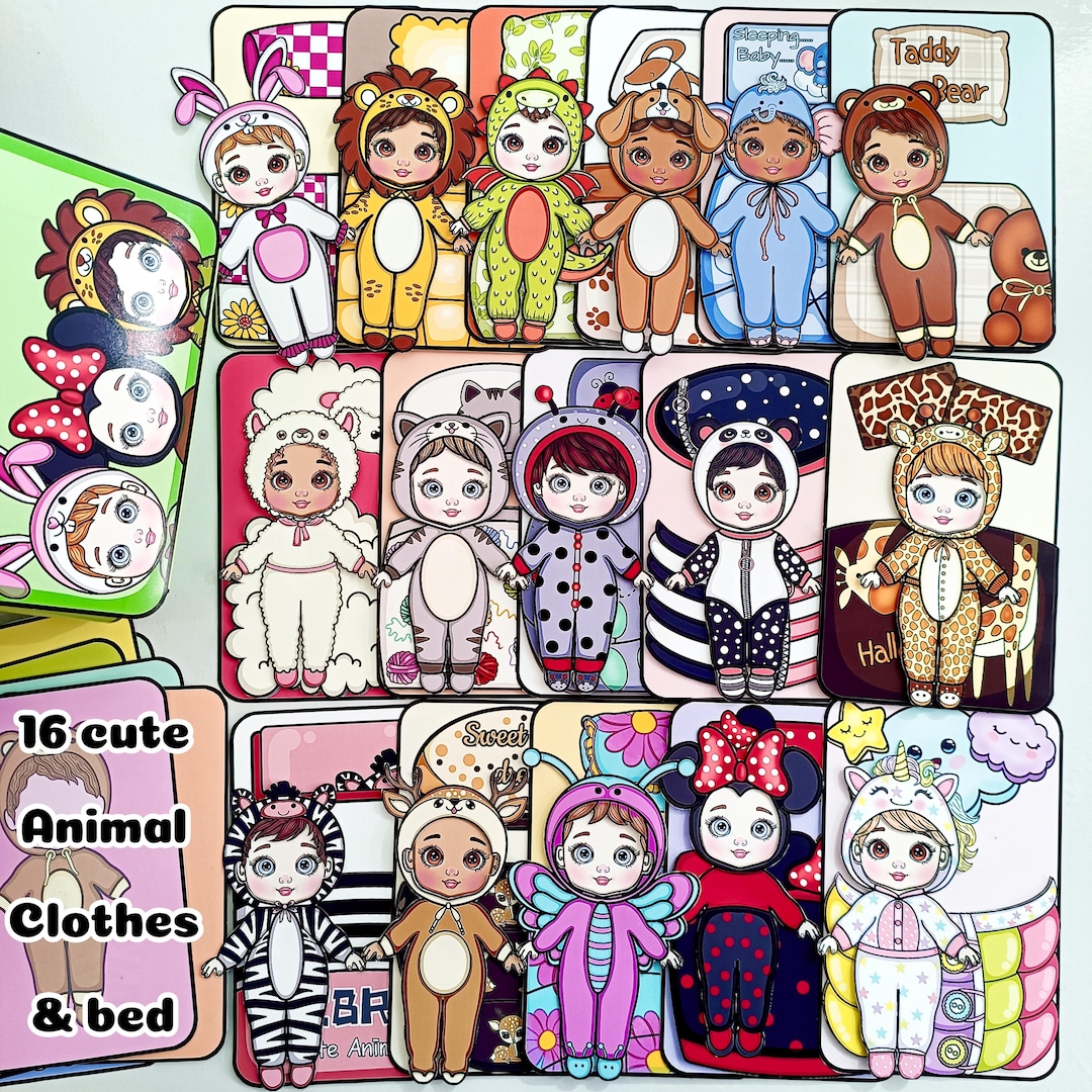 Printable Animal Paper Doll Kit: Dress-up Clothes & Bed (digital ...