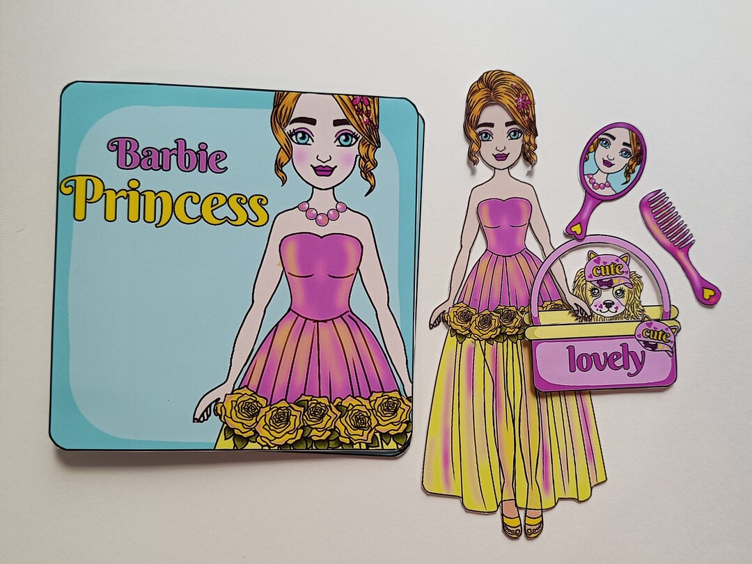 Printable Busy Book, Barbie Princess Dressup, Paper Doll Craft, Paper ...