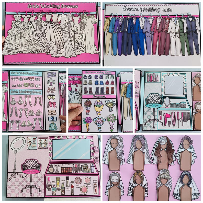 Paper Doll Wedding Salon Book: Printable DIY Activity (digital Download ...