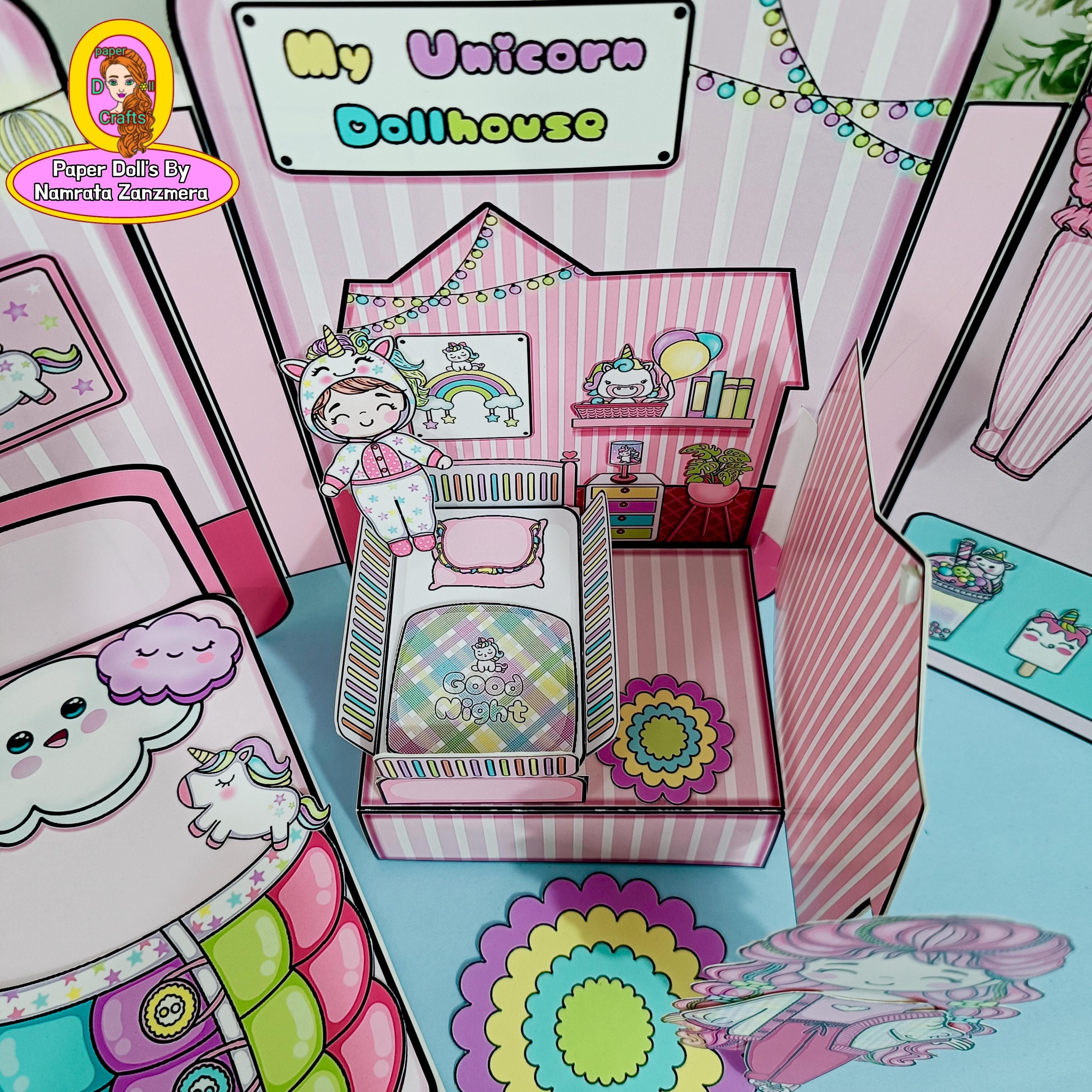 Unicorn Dollhouse Paper Doll Set: 3D Printable Kids' Activity Book (PDF ...