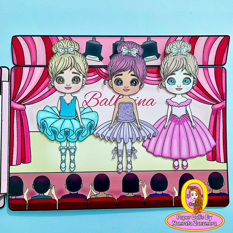 Printable Ballerina Paper Doll Kit: Ballet Dress-up Activity (PDF ...