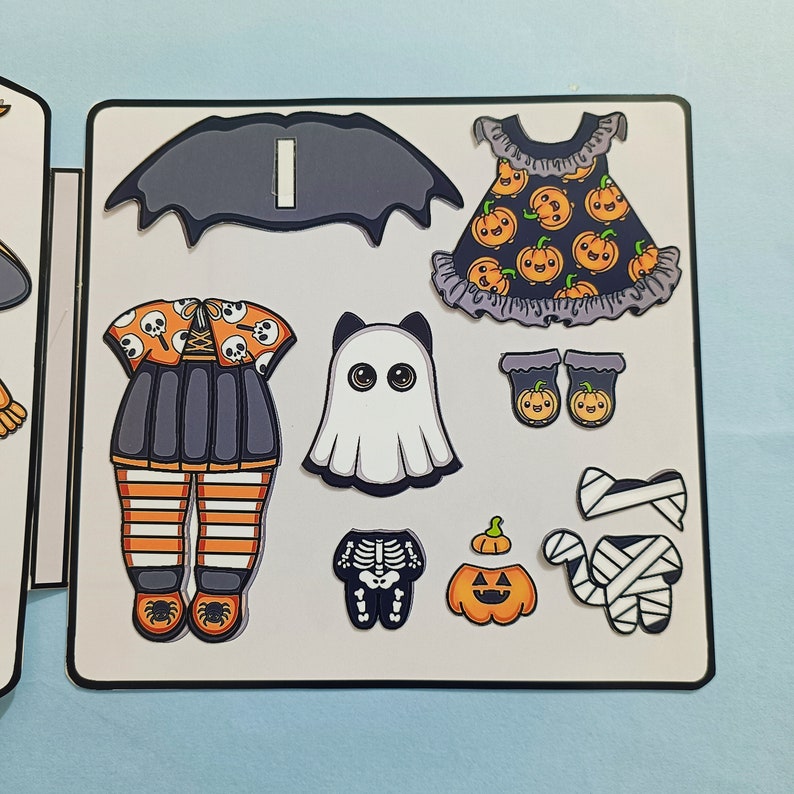 Printable Halloween Paper Doll Dress-up Kit: Spooky Costumes (digital ...