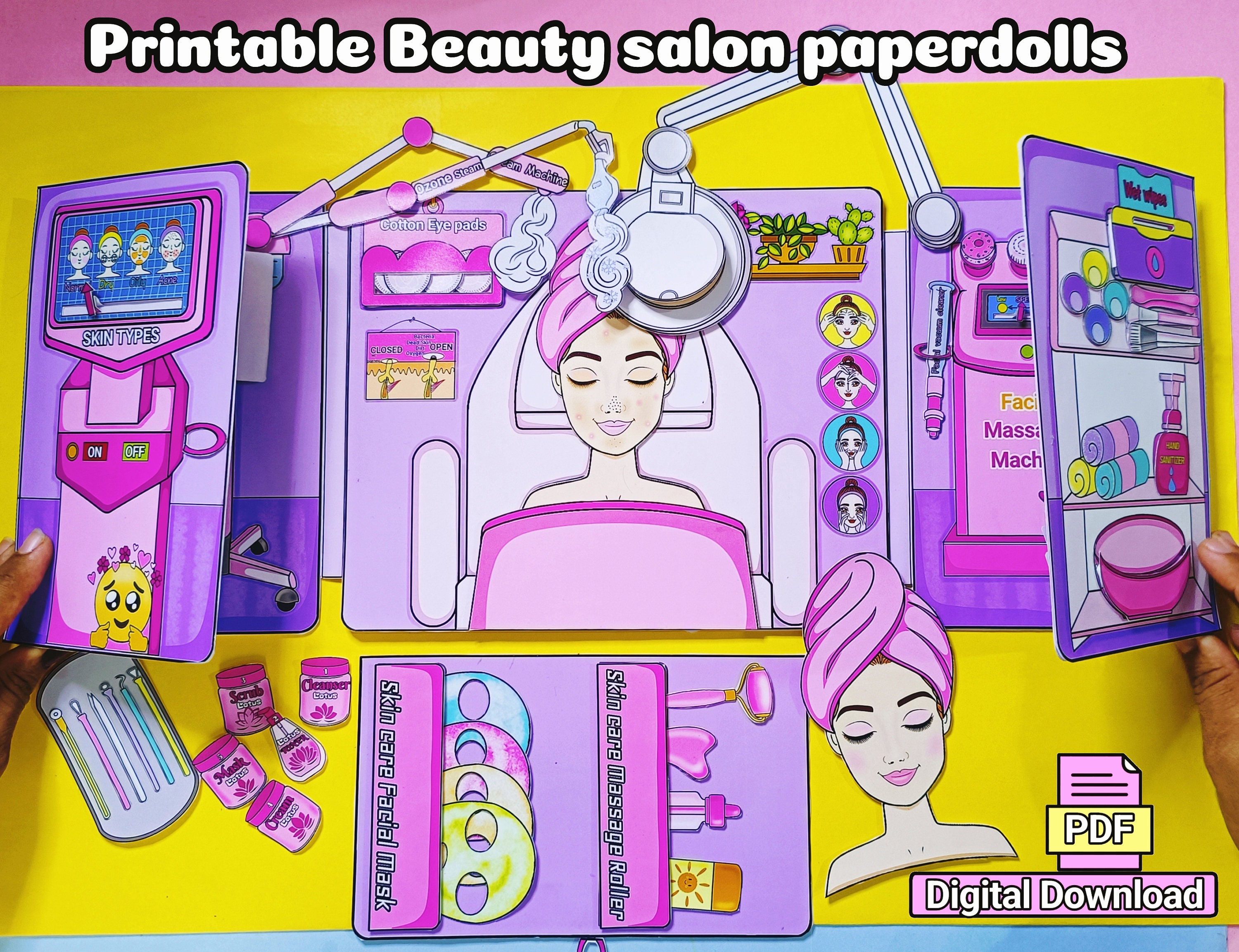 Printable Paper Doll Skin Care, Facial Beauty Salon. Template for ...